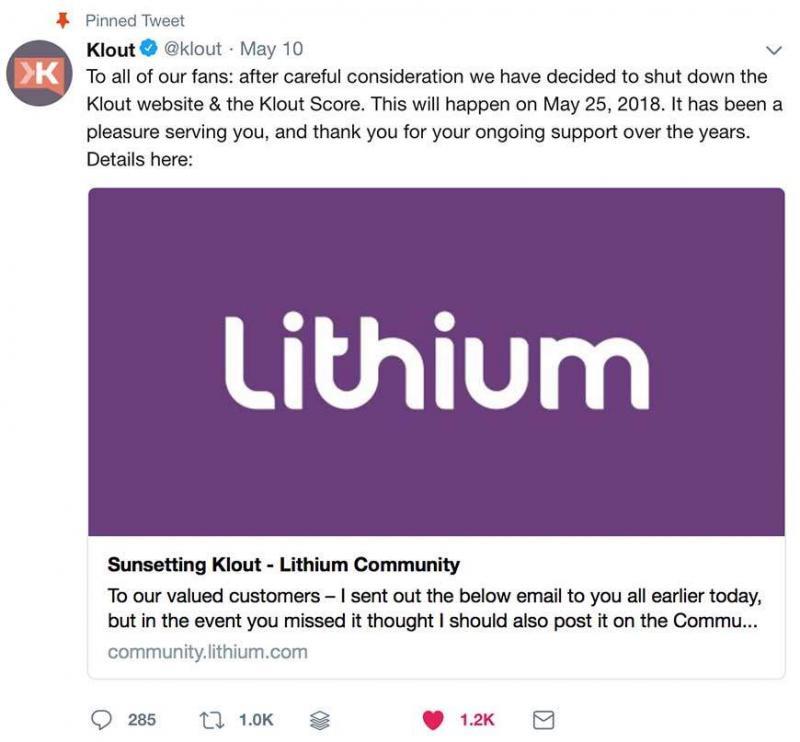 Klout, The Social Influence Platform Is Dead (2008 - 2018)